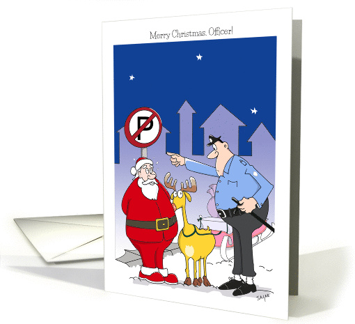 Christmas Cards For Police Officer Funny Santa Claus Cartoon Card