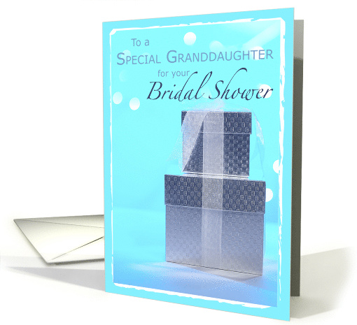 Granddaughter Bridal Shower With Presents On Blue And Silver Card granddaughter-bridal-shower-with-presents-on-blue-and-silver-card