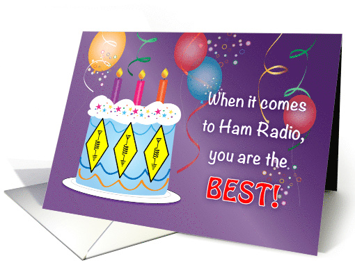 Birthday for Ham Radio Operator, Cake, Balloons card (1601054) Birthday for Ham Radio Operator, Cake, Balloons card (1601054)