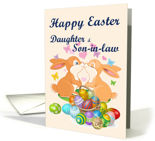 Happy Easter Daughter And Son In Law Bunnies And Eggs Card 900576